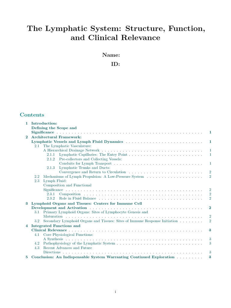 The Lymphatic System Assignment | PDF | Lymphatic System | Lymph