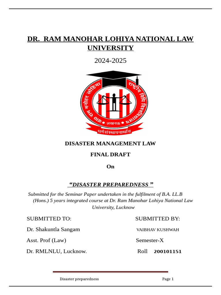 Disaster Preparedness Law Draft 2024-2025 | PDF | Natural Disasters ...