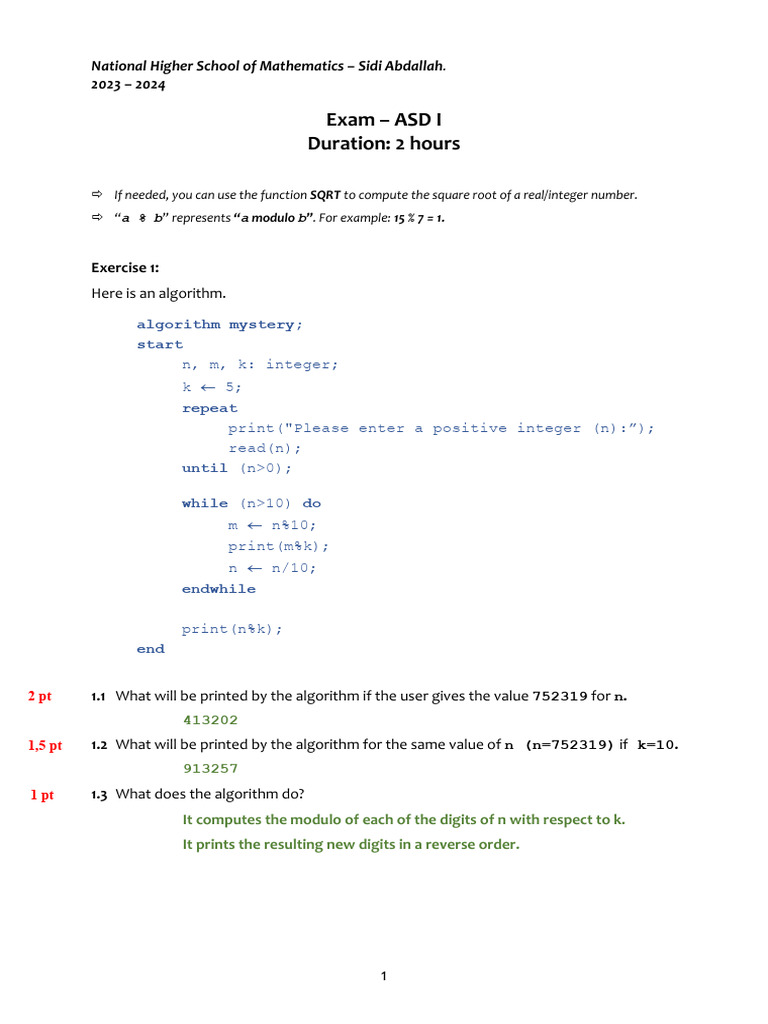 Final Exam - Correction Promo 3 | PDF | Boolean Data Type | Theoretical Computer Science