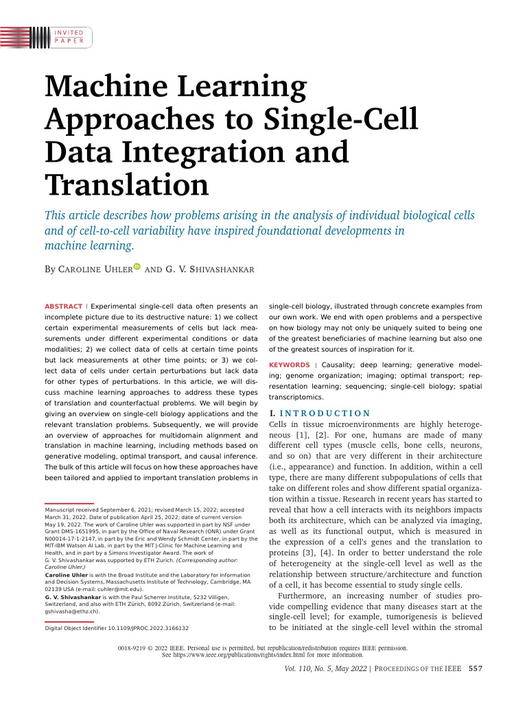 Machine_Learning_Approaches_to_Single-Cell_Data_Integration_and_Translation | PDF | Dna | Life ...