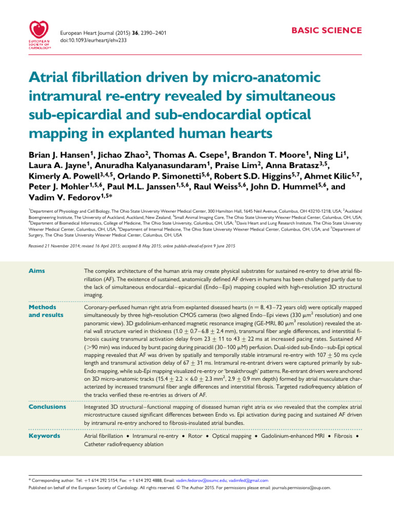 2015 EHJ Brian J. Hansen Atrial Fibrillation Driven by Micro-Anatomic ...