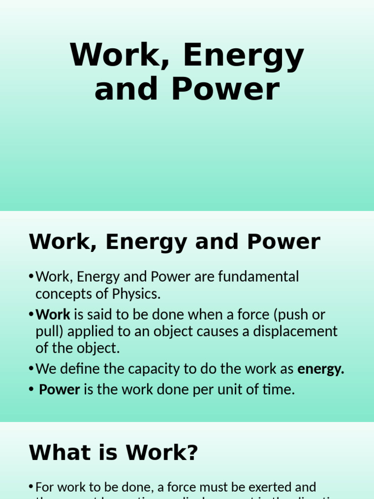 Work-Energy-and-Power-1 | PDF | Force | Power (Physics)