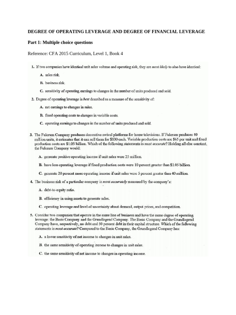 Operating and Financial Leverage Analysis | PDF | Capital Structure | Private Sector