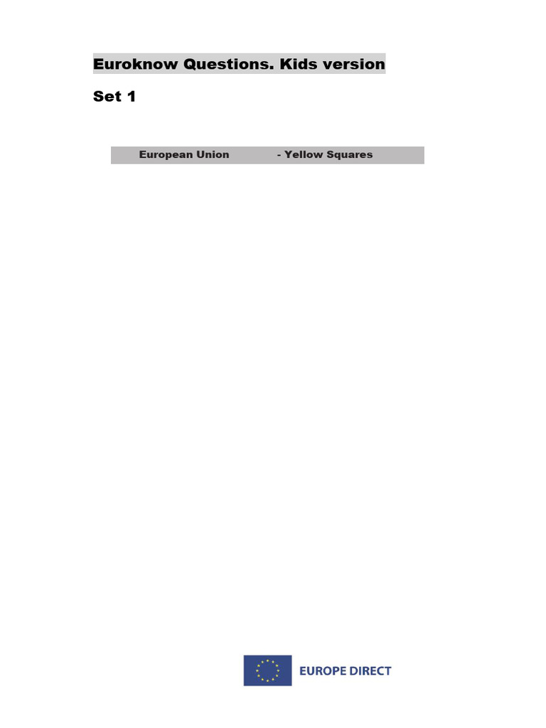 EU Webquest Answer Key for Kids | PDF | European Union | Euro