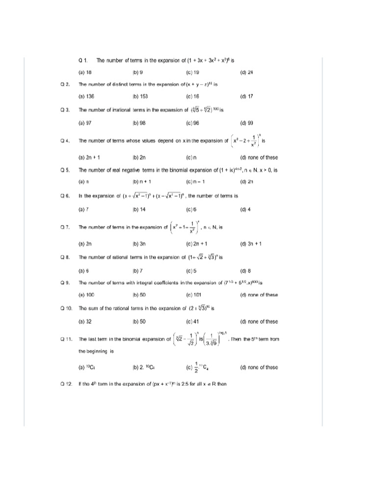 Binomial Worksheet | PDF