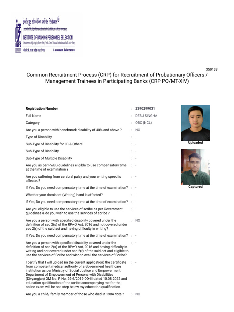 CRP PO/MT-XIV Application Details | PDF | Justice | Crime & Violence