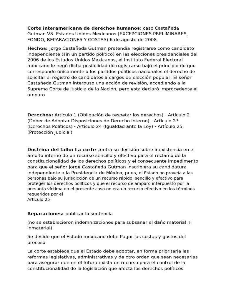 Caso Castañeda Gutman | PDF