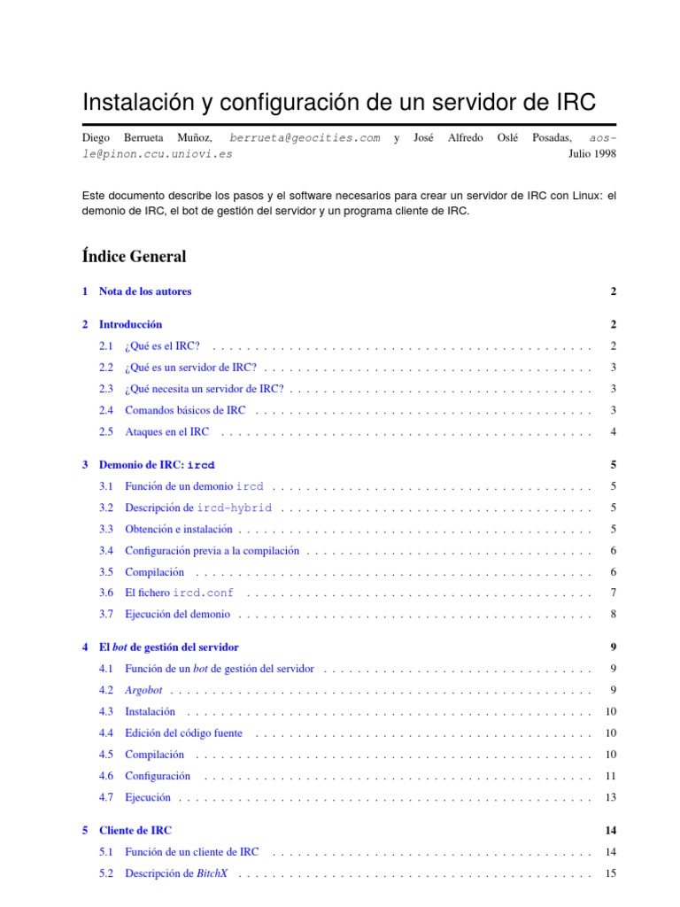 Servidor IRC Como | PDF | Internet Relay Chat | Servidor (Computación)