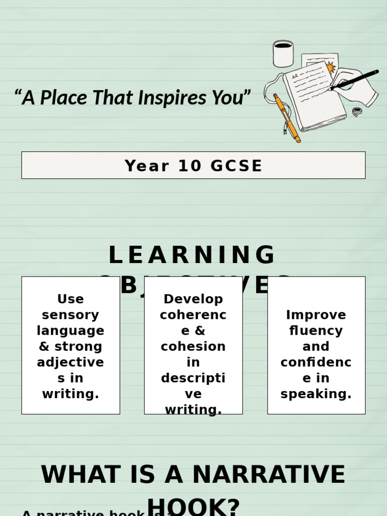 Narrative Hooks Writing Education Presentation in Green and Black ...