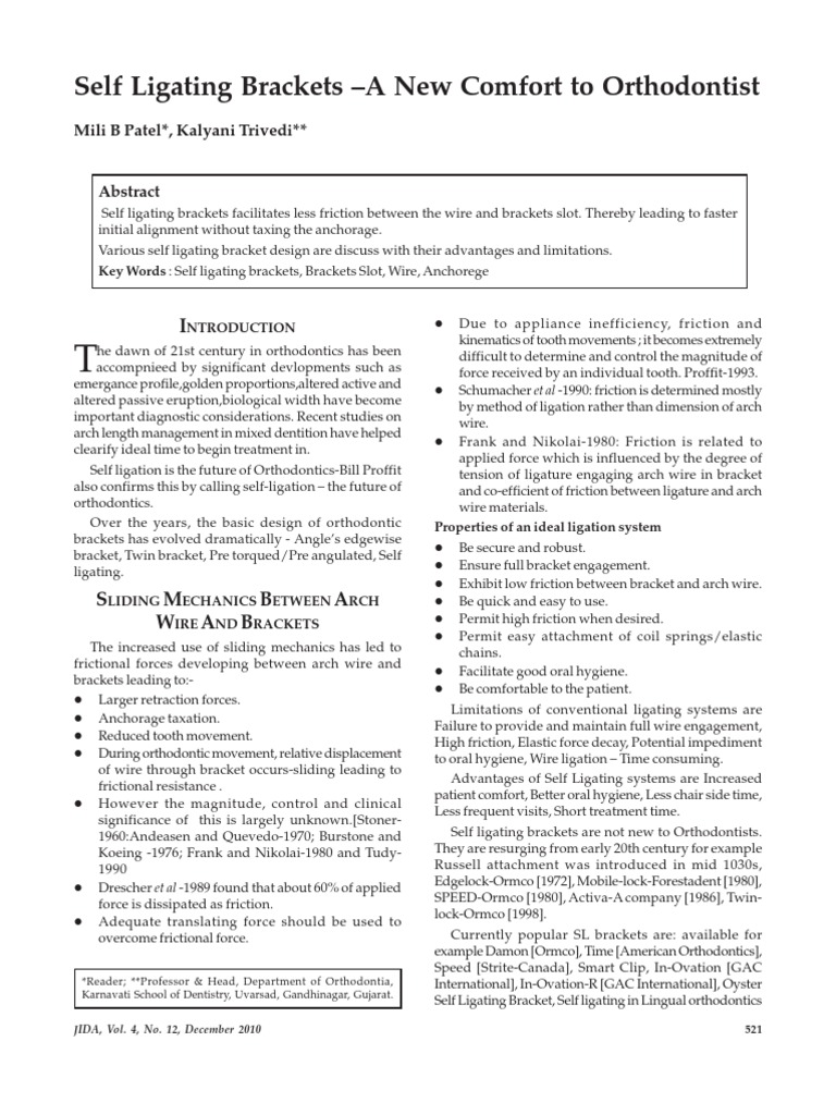 Self Ligation | PDF | Orthodontics | Mouth