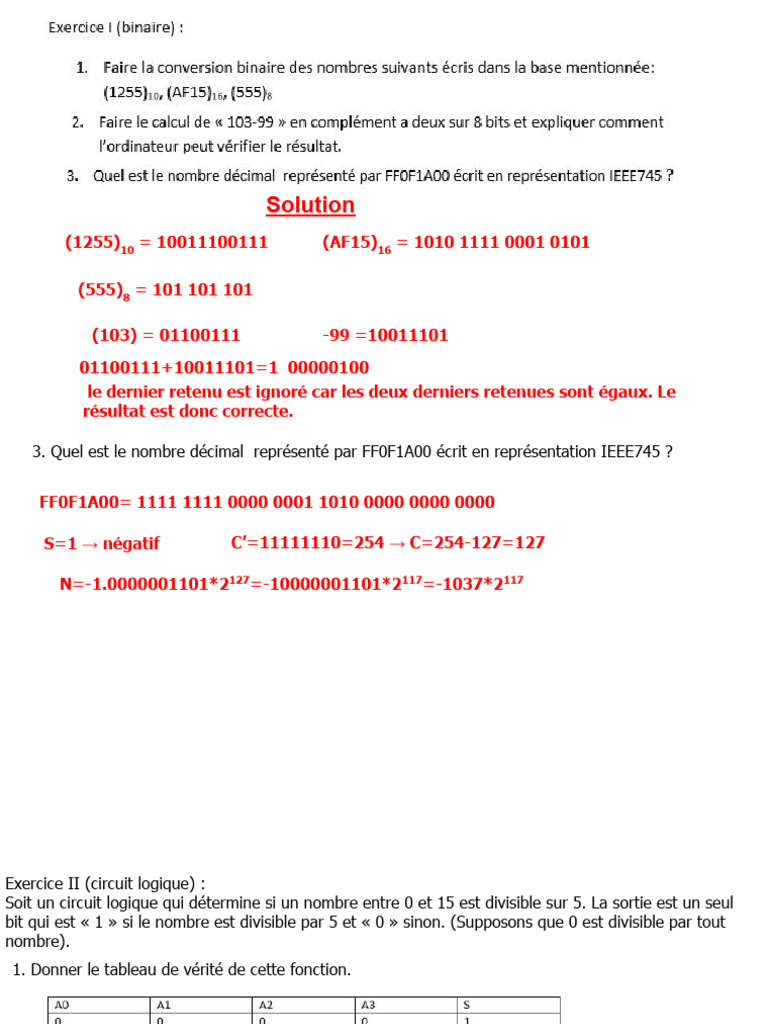 Conversion numérique et circuits logiques | PDF | Processeur | Circuit ...