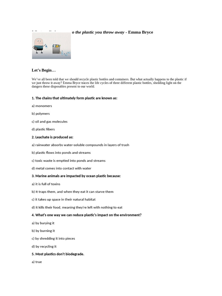 What Really Happens To The Plastic You Throw Away | PDF