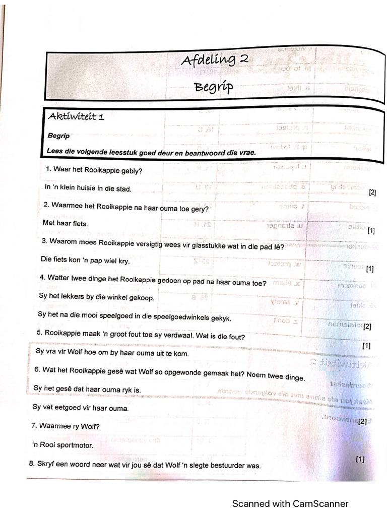 GR 8 Afrikaans Taalgebruik - Begrip Bl. 59 63 | PDF