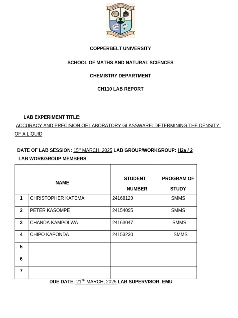 LAB REPORT FOR GROUP H2a | PDF | Volume