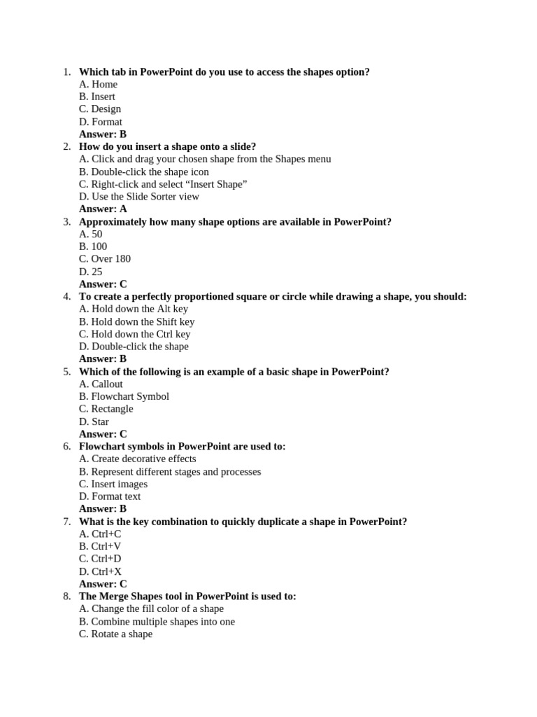 Quiz Poerpoint Feature Grade 7 | PDF | Microsoft Power Point | Shape