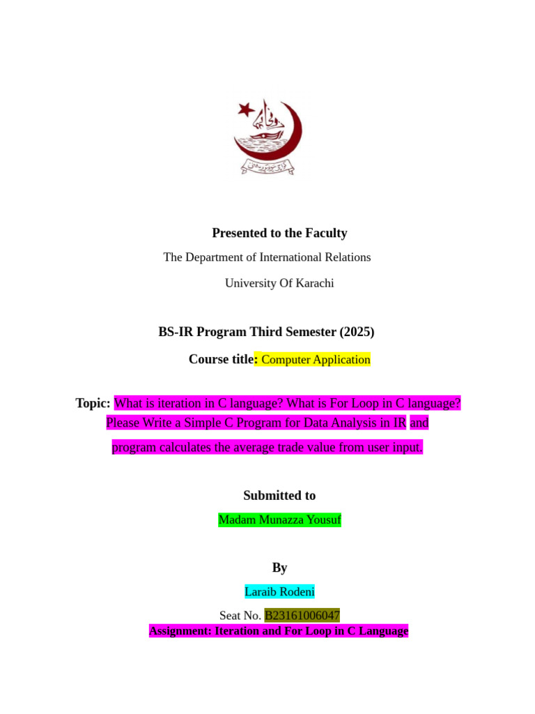 3rd Assignment by Obedience Laraib Rodeni | PDF | Control Flow | Iteration