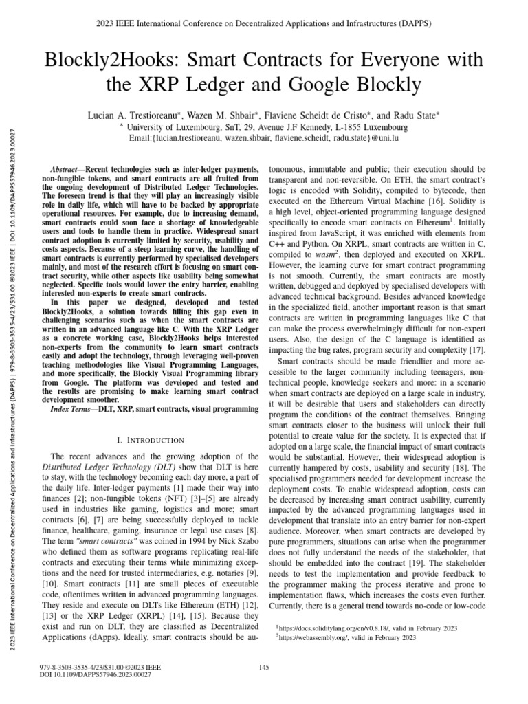 Blockly2Hooks Smart Contracts For Everyone With The XRP Ledger and ...