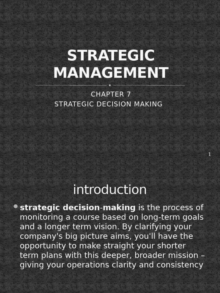 Strategic Decision Making Process | PDF | Market Segmentation | Swot Analysis