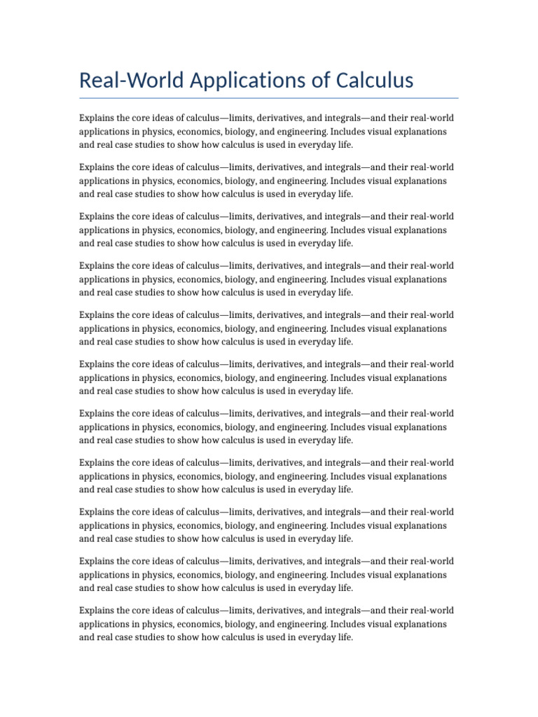 Real-World Applications of Calculus | PDF | Calculus | Integral