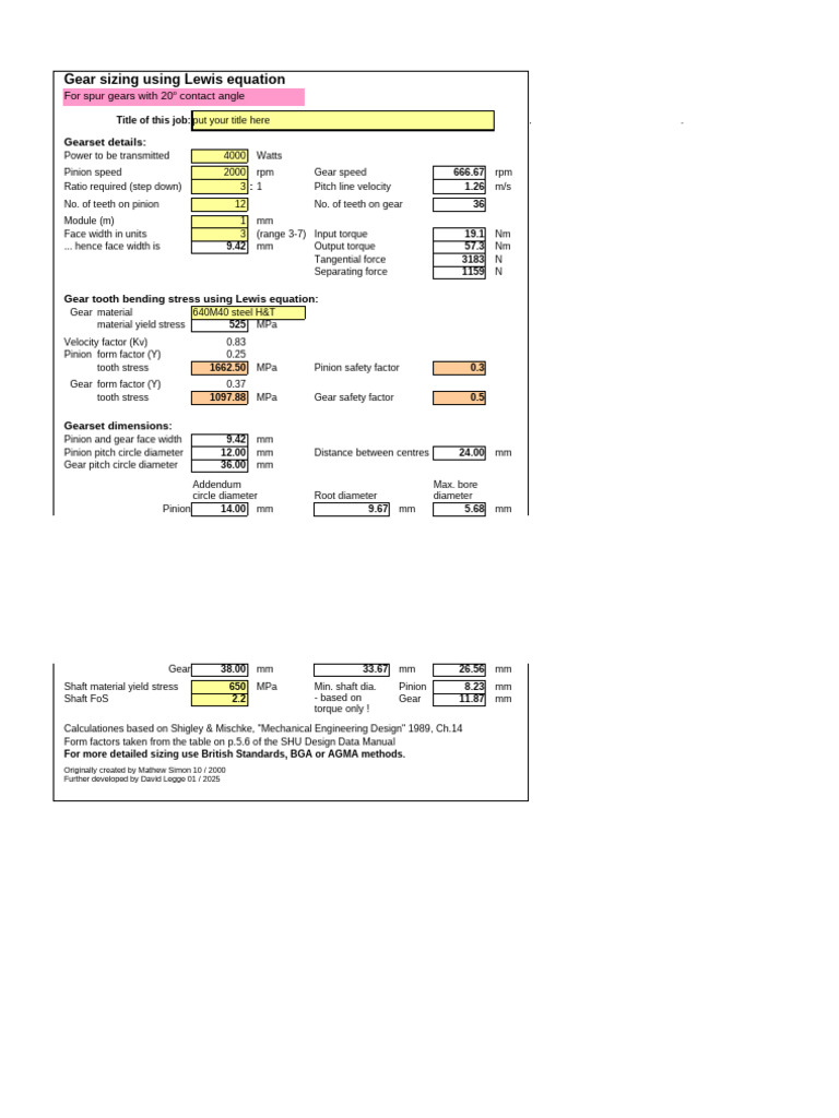 Lewis Equation for Spur Gear Sizing | PDF | Gear | Mechanical Engineering