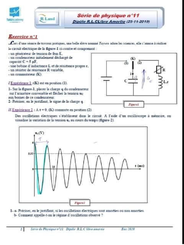 Série RLC Libre Amortie Corrigée ??? | PDF