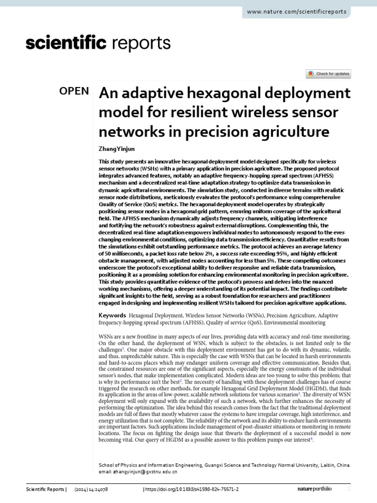 An adaptive hexagonal deployment | PDF | Wireless Sensor Network ...