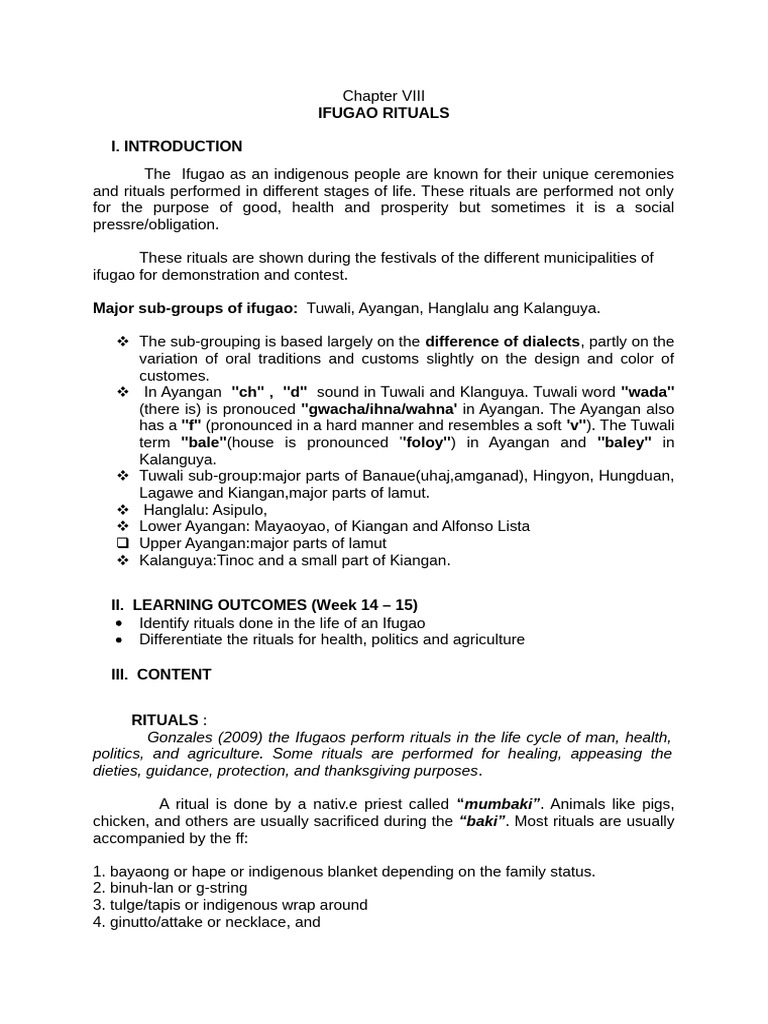 Ifugao Mumbaki Rituals Explained | PDF | Rituals | Social Psychology