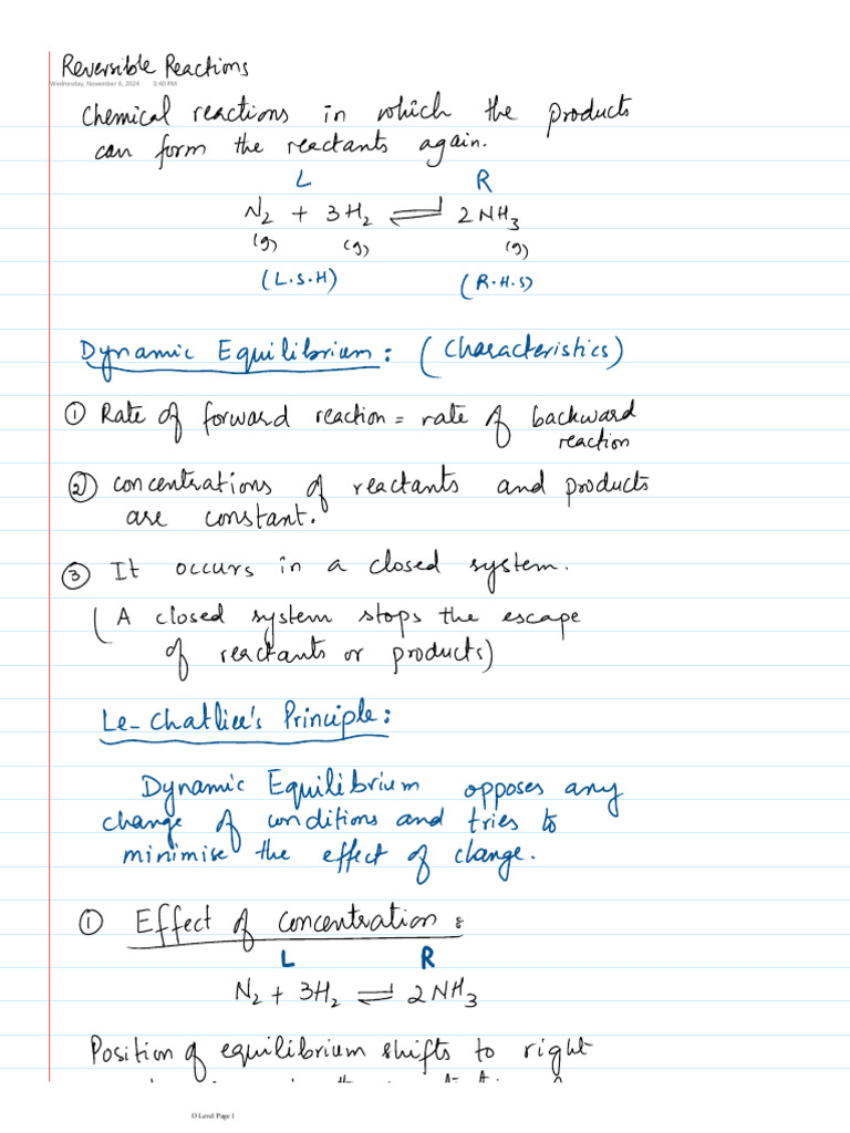 Reversible Reactions | PDF
