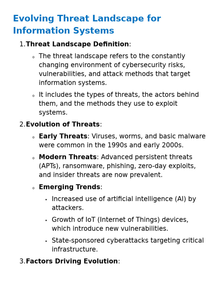 Evolving Threat Landscape For Information Systems and CIA | PDF ...