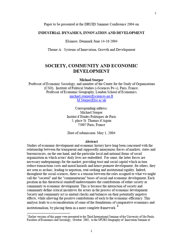 Society, Community, and Economic Growth | PDF | Social Capital | Market ...