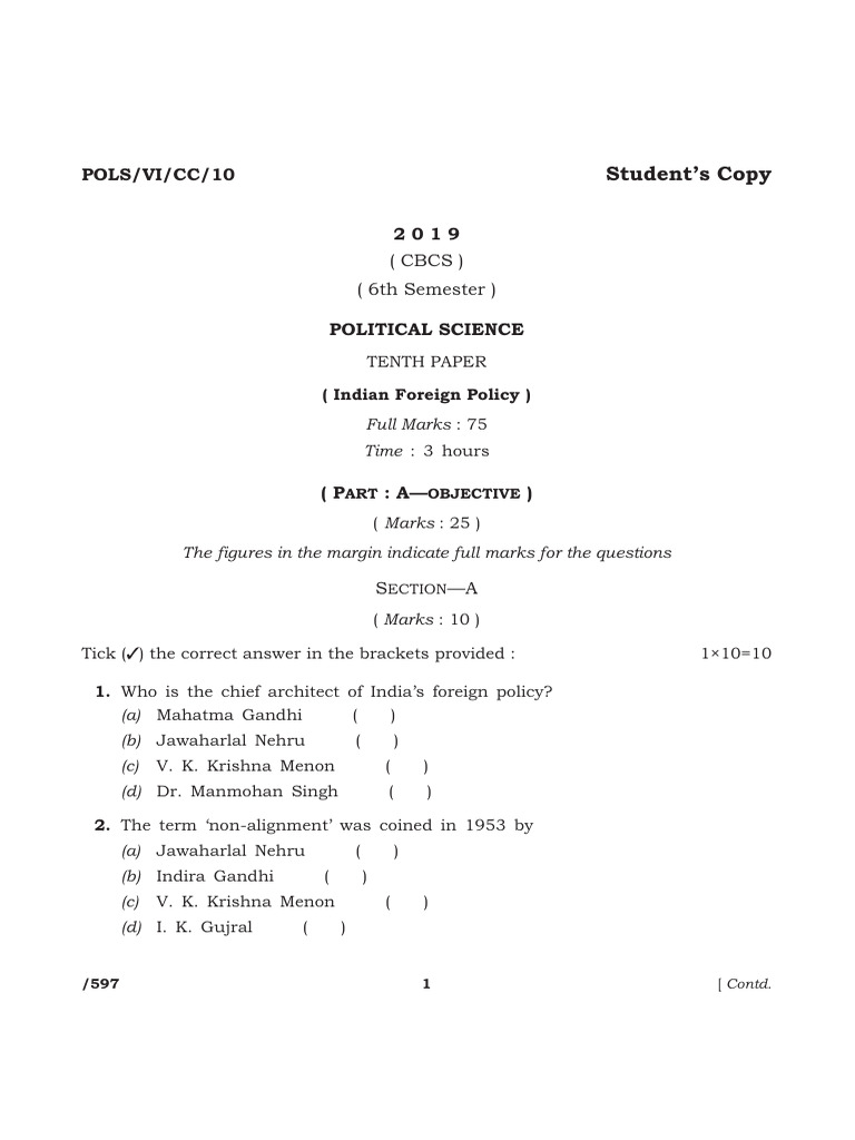 Indian Foreign Policy Exam Guide | PDF | Non Aligned Movement ...