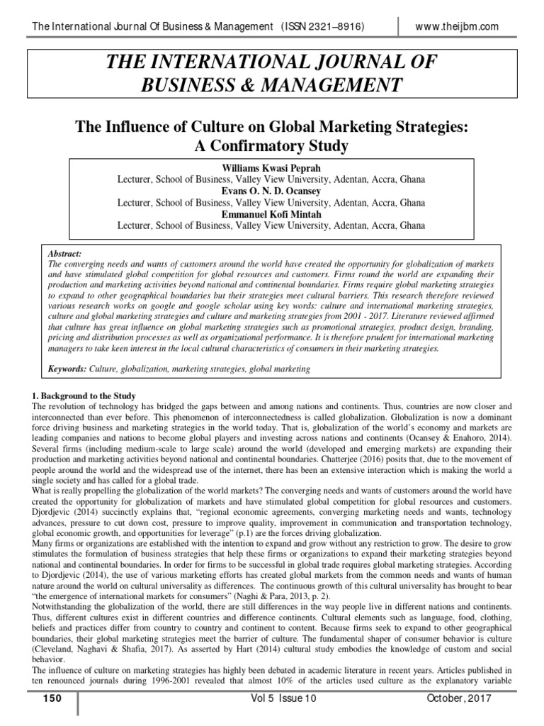 The Influence of Culture On Global Marke | PDF | Marketing | Consumer ...