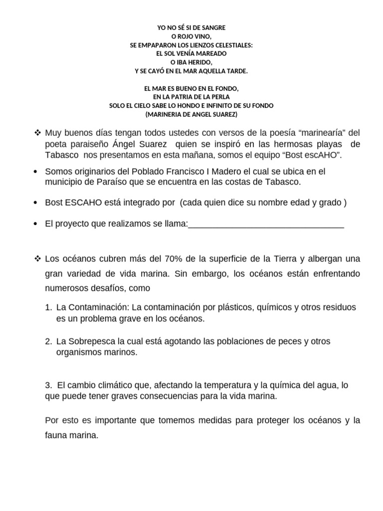 Exposicion Sobre El OCEANO | PDF | Océanos | Sustentabilidad