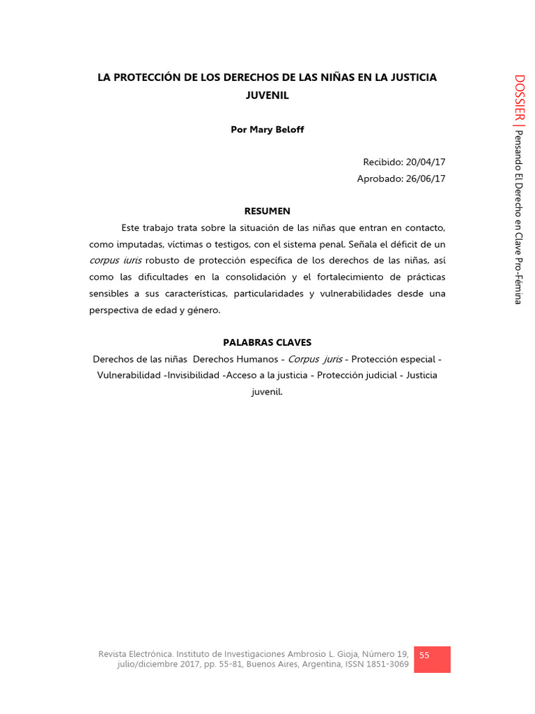 Beloff Mary La Protección de Los Derechos de Las Niñas en La Justicia ...