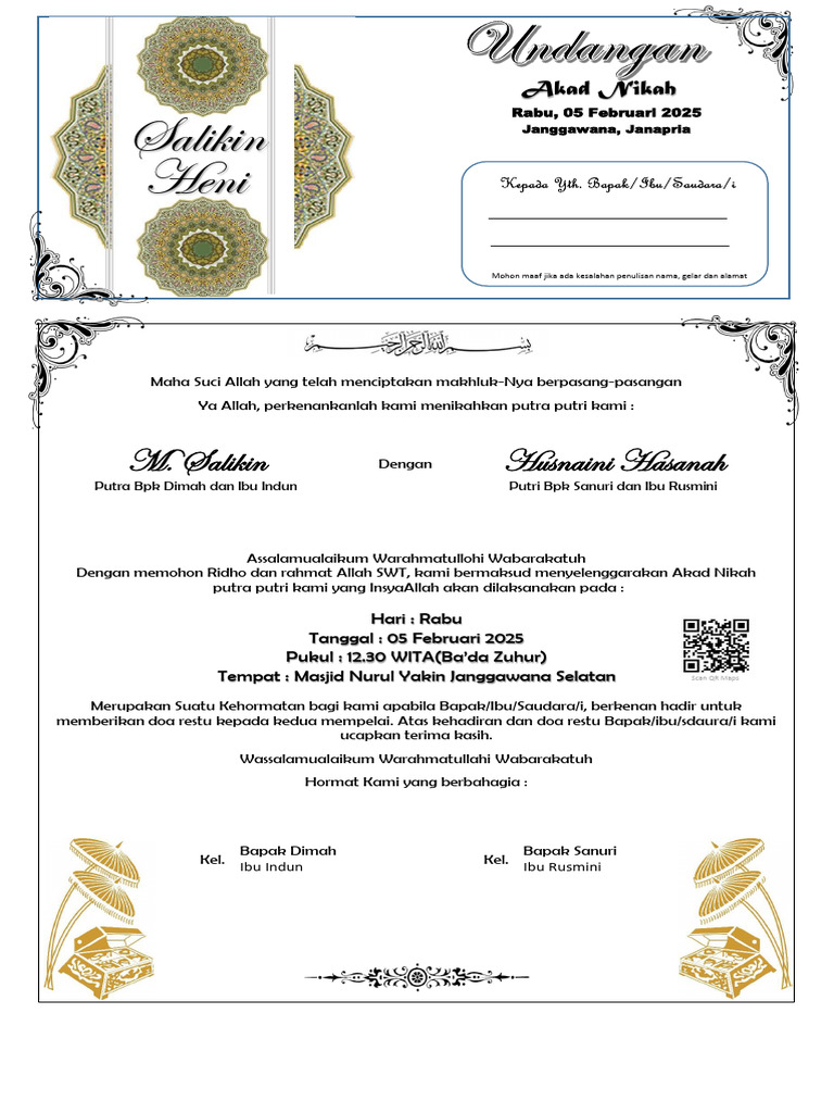 Undangan Akad Nikah Salikin & Heni | PDF