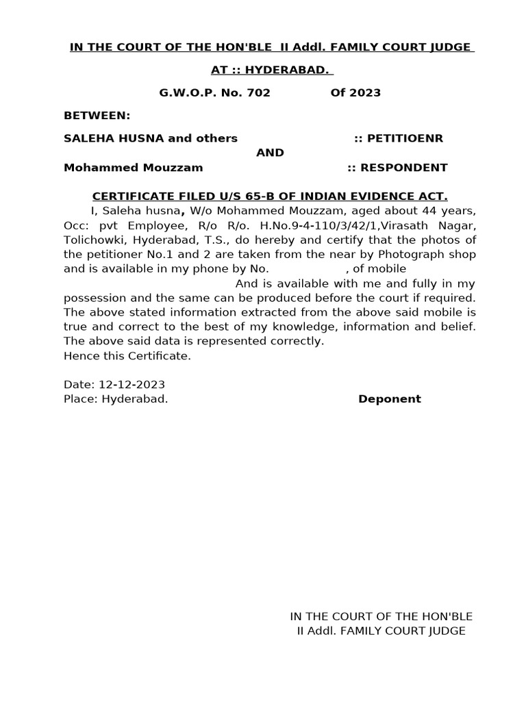 65-B Certificate | PDF