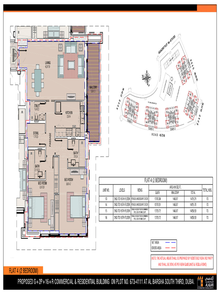 1375 Al Sayyah Flat Area Details Plot 6734111 Al Barsha - 2 BHK | PDF