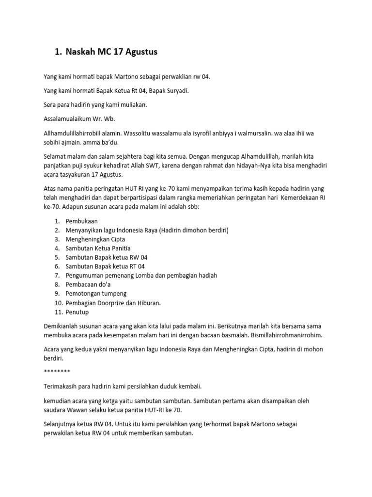 naskah teks MC | PDF