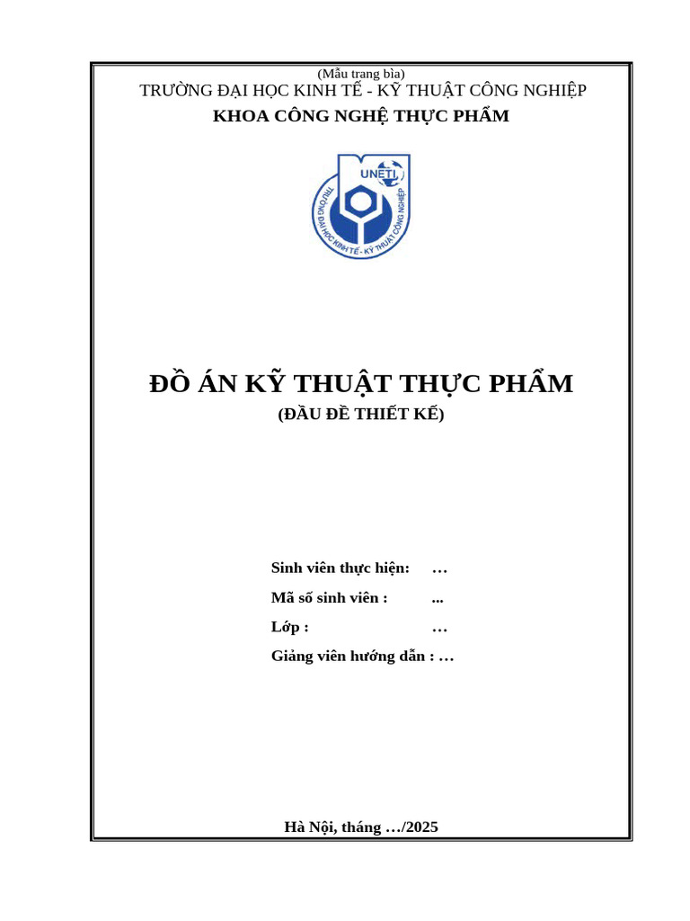 Mau Bia Do An & NVTK KTTP 2024-2025 | PDF