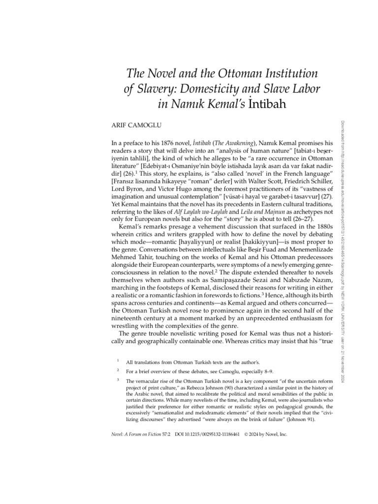 The Novel and The Ottoman Institution of Slavery | PDF | Slavery ...