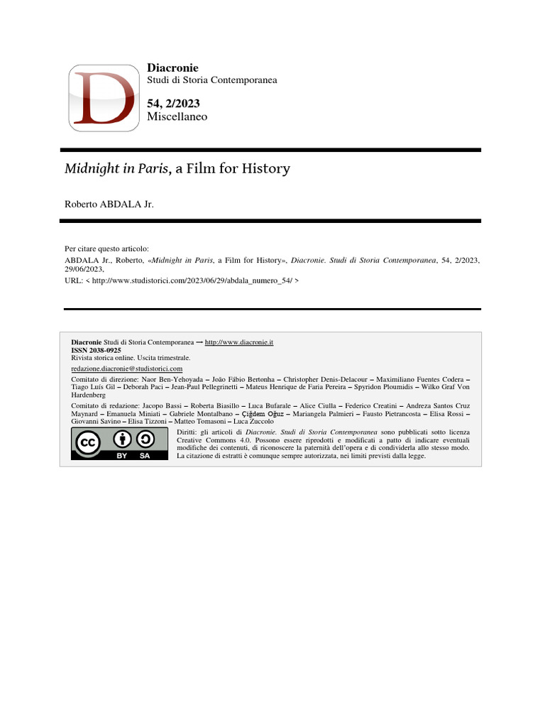 Midnight in Paris A Film For History | PDF | Narrative | Discourse