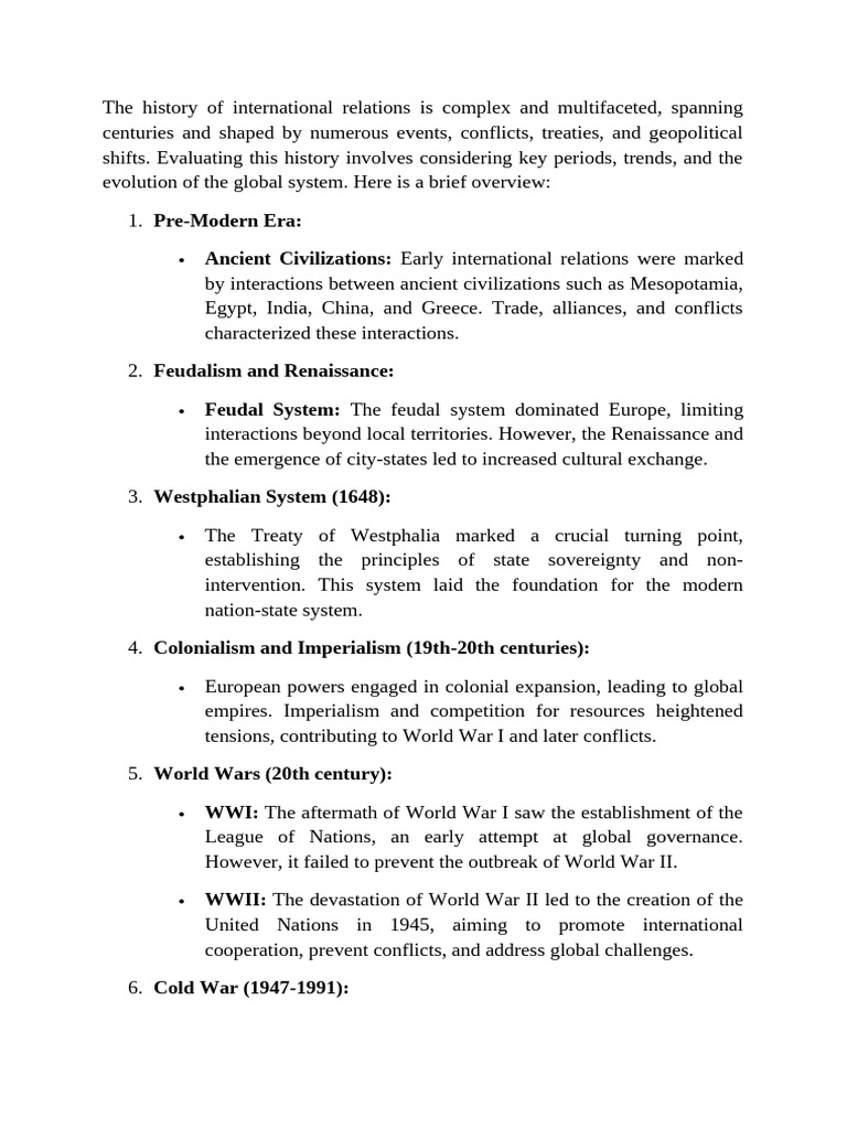 History of International Relations | PDF | International Relations ...