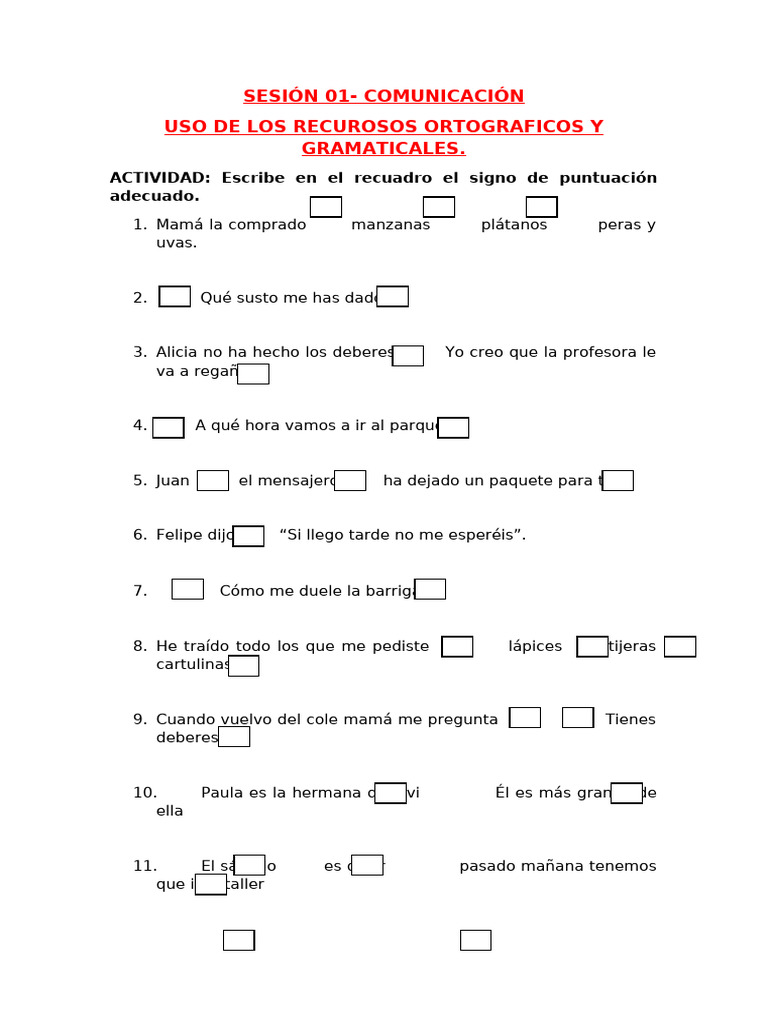 Signos de puntuación en oraciones | PDF