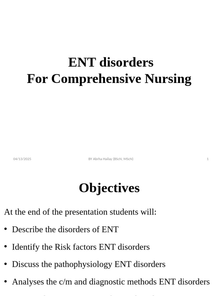 ENT Disorder - 1333390020 | PDF | Human Nose | Common Cold