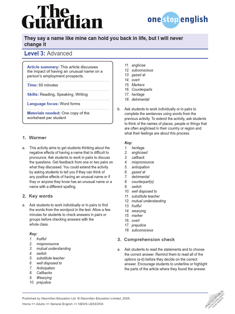 Impact of Names on Employment Prospects | PDF | Syntax | Linguistic ...