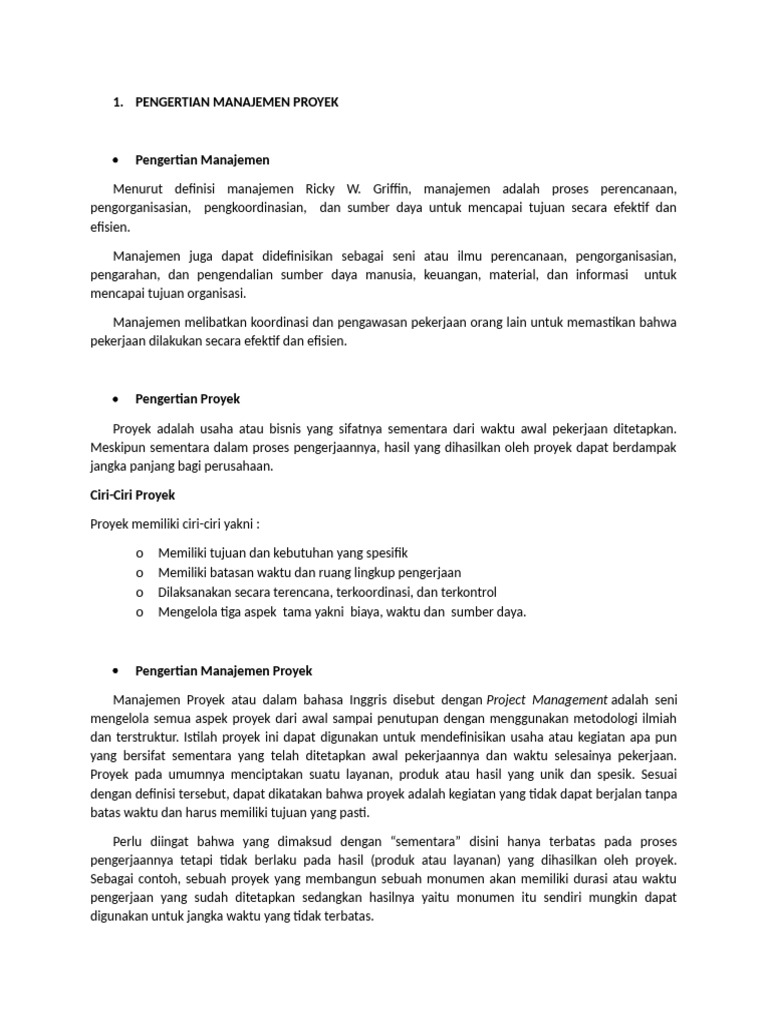 Pengertian Manajemen Proyek | PDF