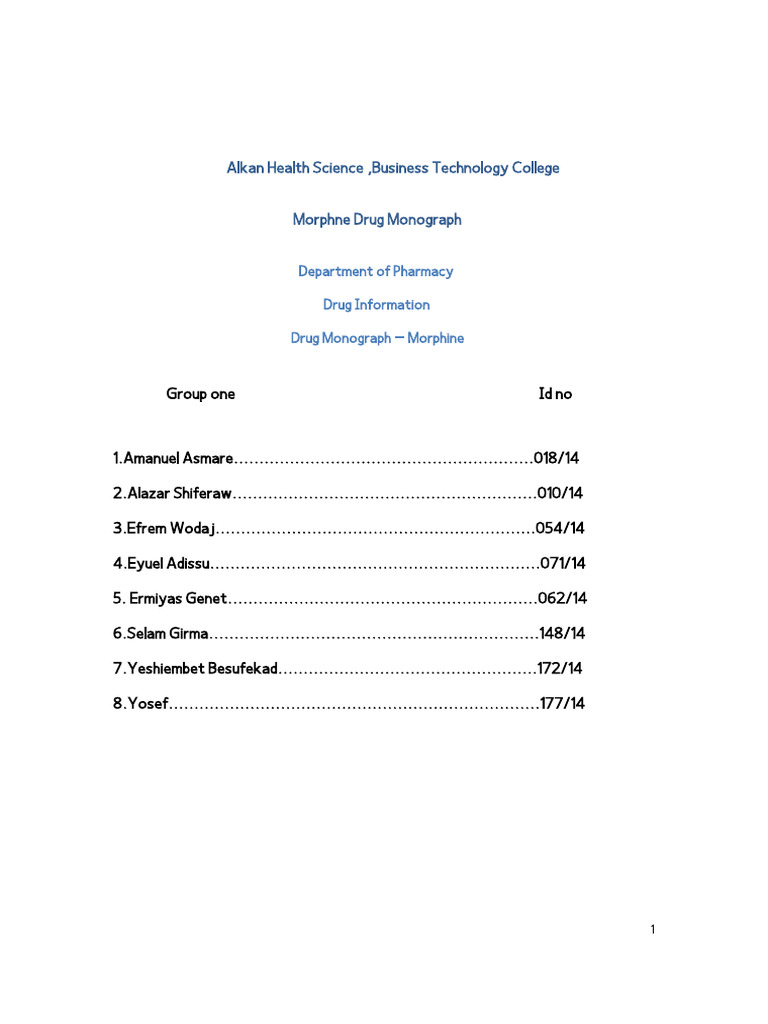 Morphine Drug Monograph Overview | PDF | Morphine | Opioid