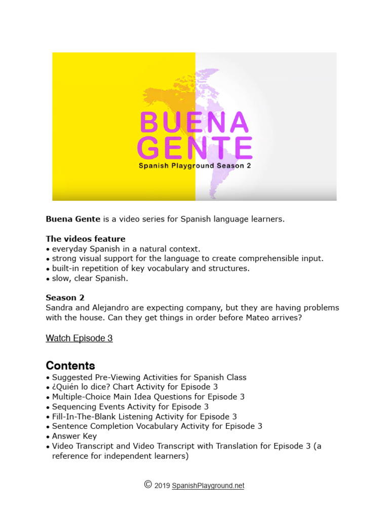 Buena Gente Listening Activities Season 2 Ep 3 | PDF | Cumpleaños
