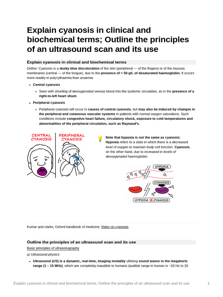 Cyanosis and Ultrasound Principles Explained | PDF | Medical Ultrasound ...