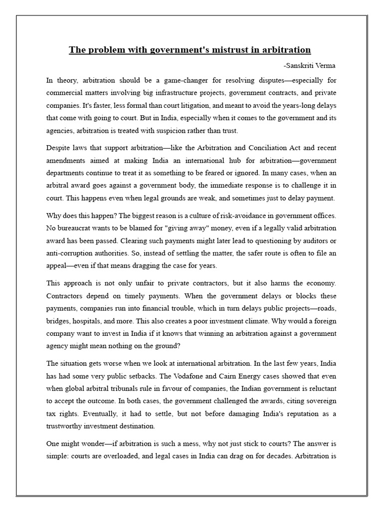 The problem with government's mistrust in arbitration | PDF ...